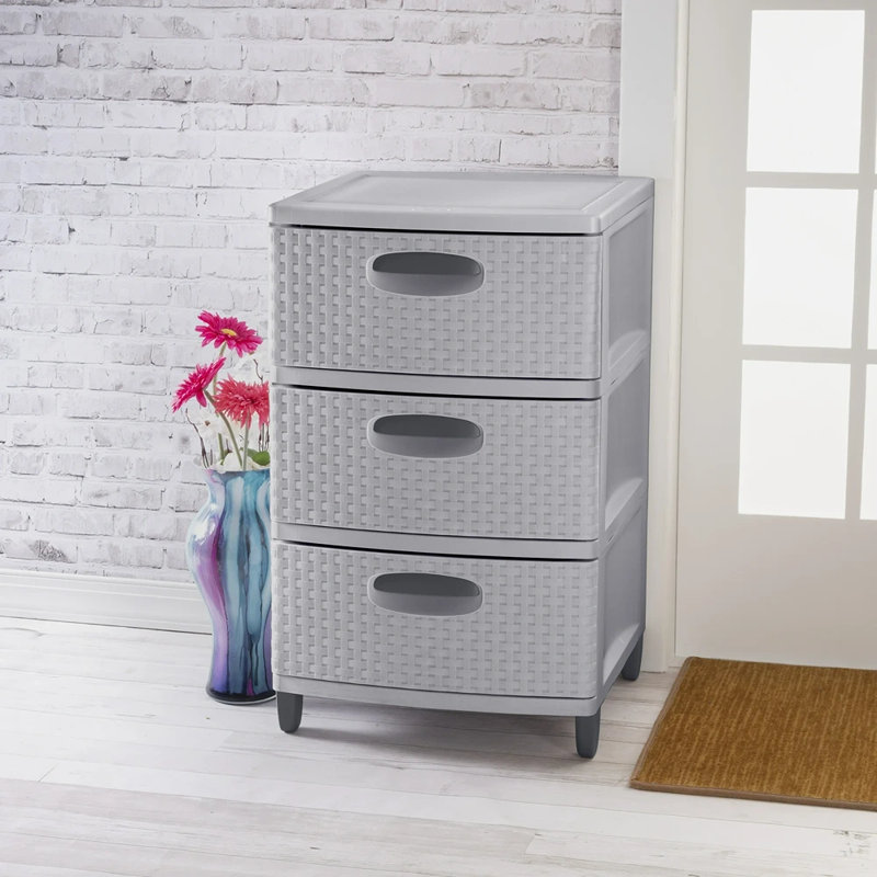 Sterilite 3 Weave Drawer Unit 3 Drawers Storage Organizer for Bedroom Bathroom Basement or Office